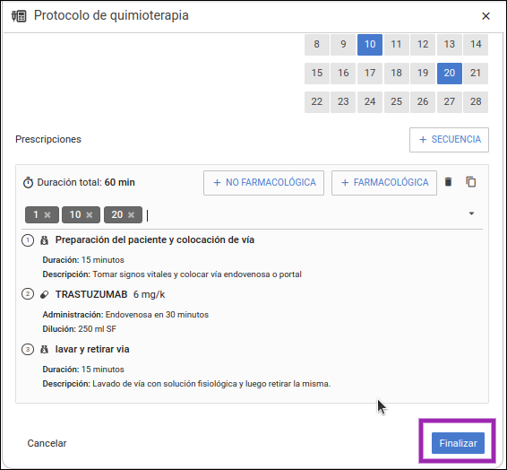 ¿Cómo asignar un protocolo de Quimioterapia?