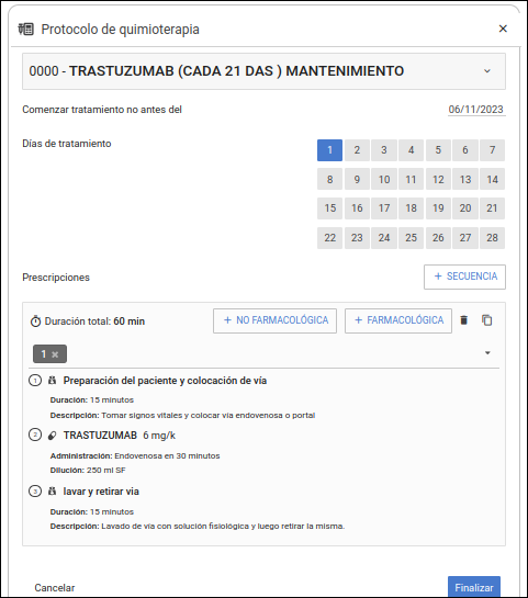 ¿Cómo asignar un protocolo de Quimioterapia?